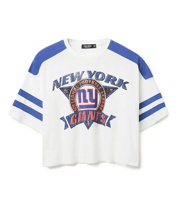 Junk Food Clothing Nfl New York Giants Striped Crop Tee - Vintage White/liberty