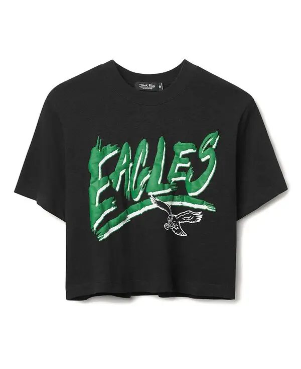 Junk Food Clothing Nfl Philadelphia Eagles Mock Neck Crop Tee - True Black