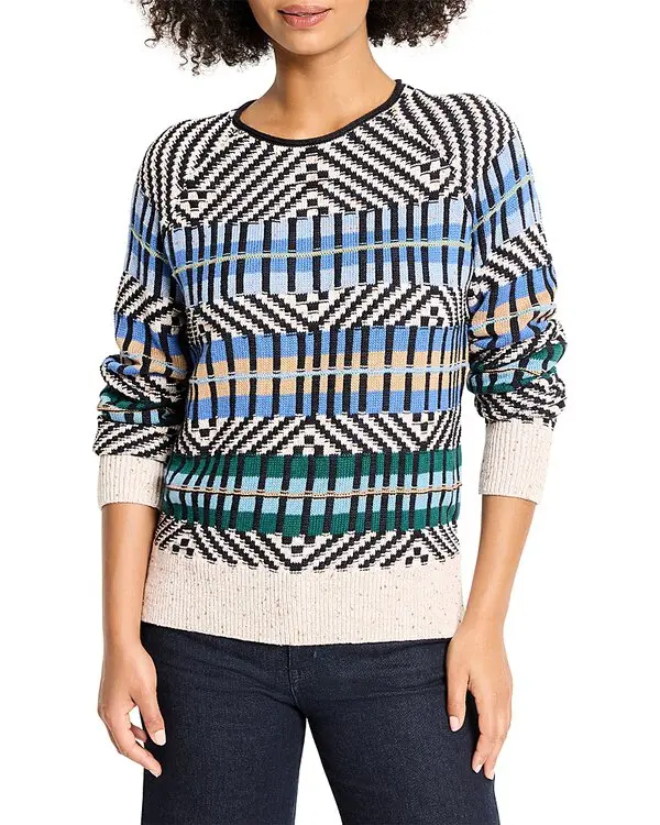 NIC+ZOE Graphic Stripe Pullover Sweater