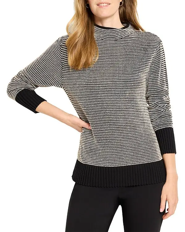 NIC+ZOE Funnel Neck Pixel Knit Sweater