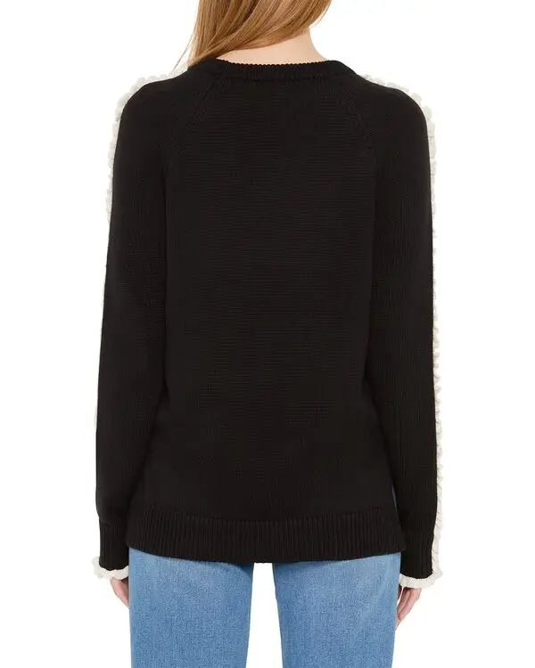 NIC+ZOE Ruffled Down Sweater - Black Onyx
