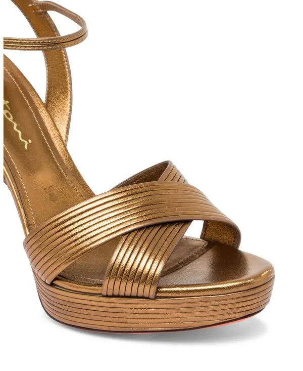 Santoni Leather High-heel Sandal - Gold