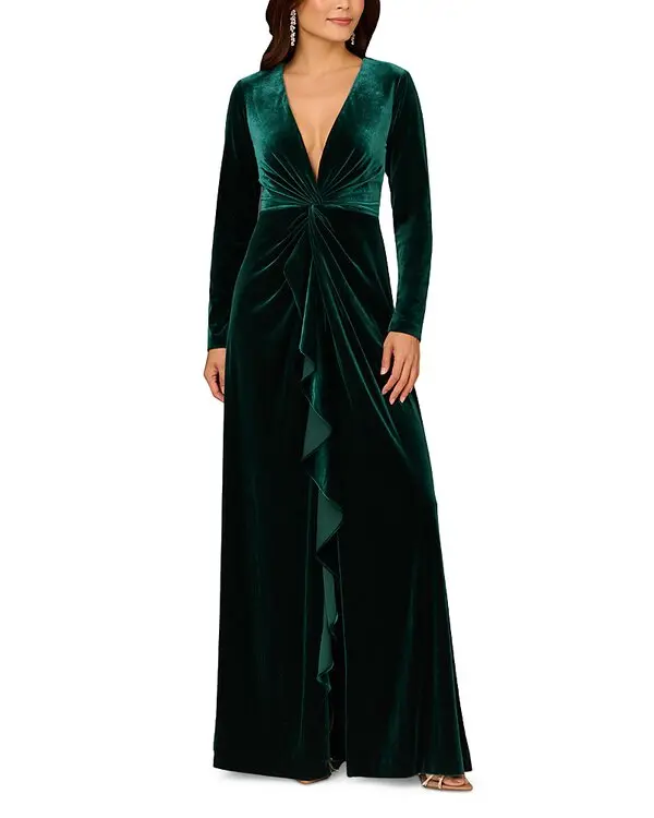 Aidan Mattox Velvet Twist Gown
