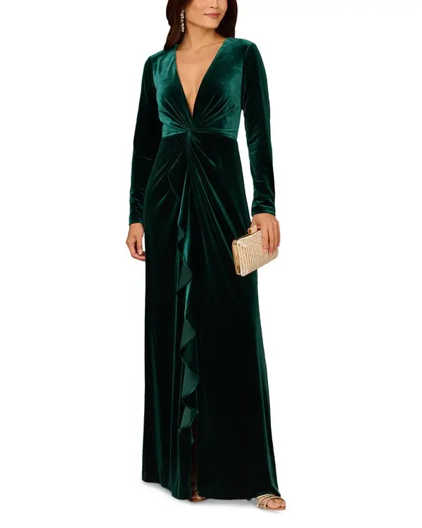 Aidan Mattox Velvet Twist Gown