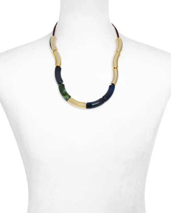 Aqua Una Stone Bead Collar Necklace 17