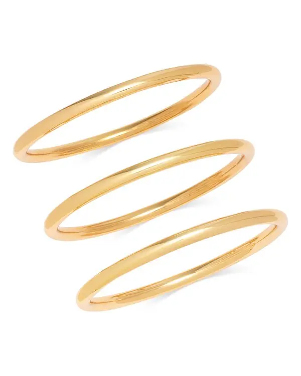 Aqua Bangle Bracelets Set Of 3 - Gold