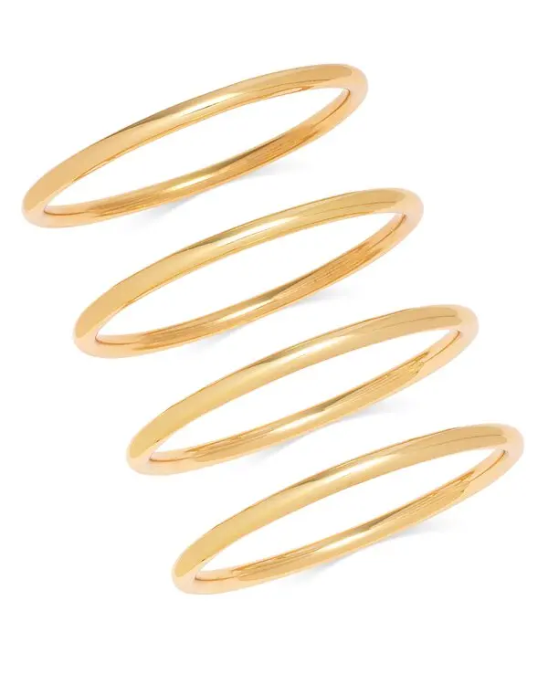 Aqua Thin Bangle Bracelets Set Of 3 - Gold