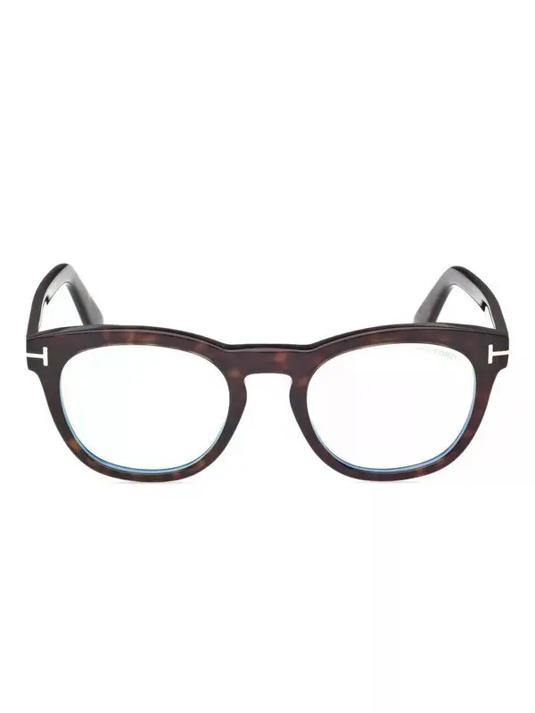 TOM FORD Hinge-detail Round-frame Eyeglasses - Brown