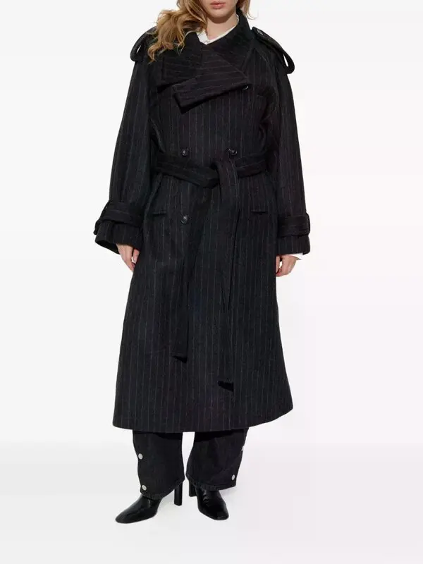 Sportmax Pinstripe Pattern Belted Coat