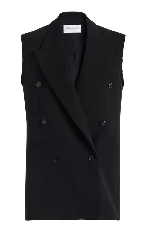 Michael Kors Frayed Wool Gabardine Vest