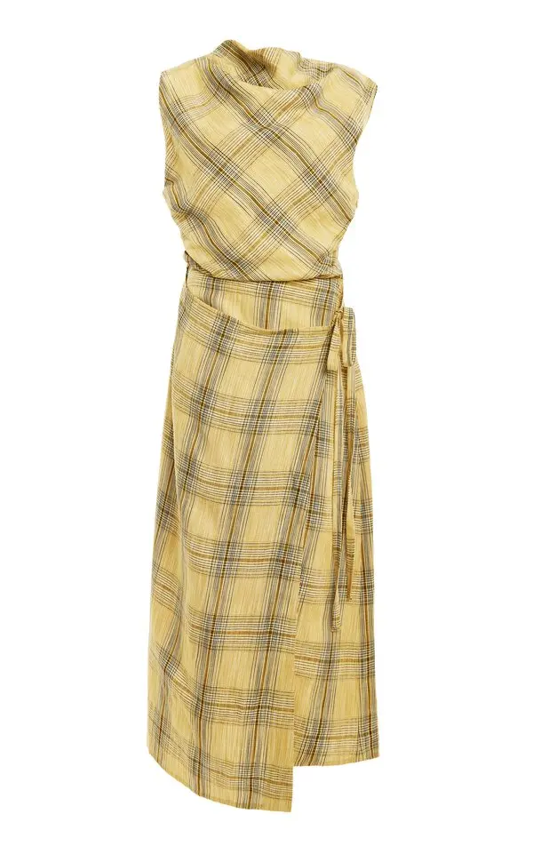 Simkhai Crofton Linen Midi Dress - Plaid