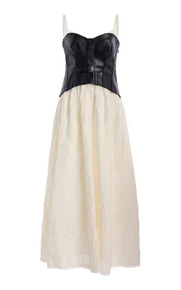 Simkhai Cortland Belted Bustier Midi Dress - Black