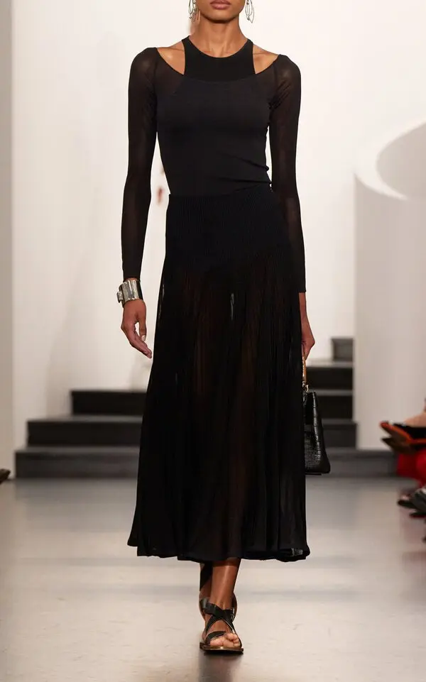 Ralph Lauren Jersey Midi Skirt - Black
