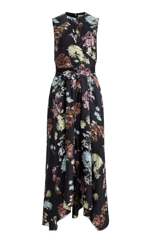 Altuzarra Penny Floral-printed Silk Midi Dress - Black