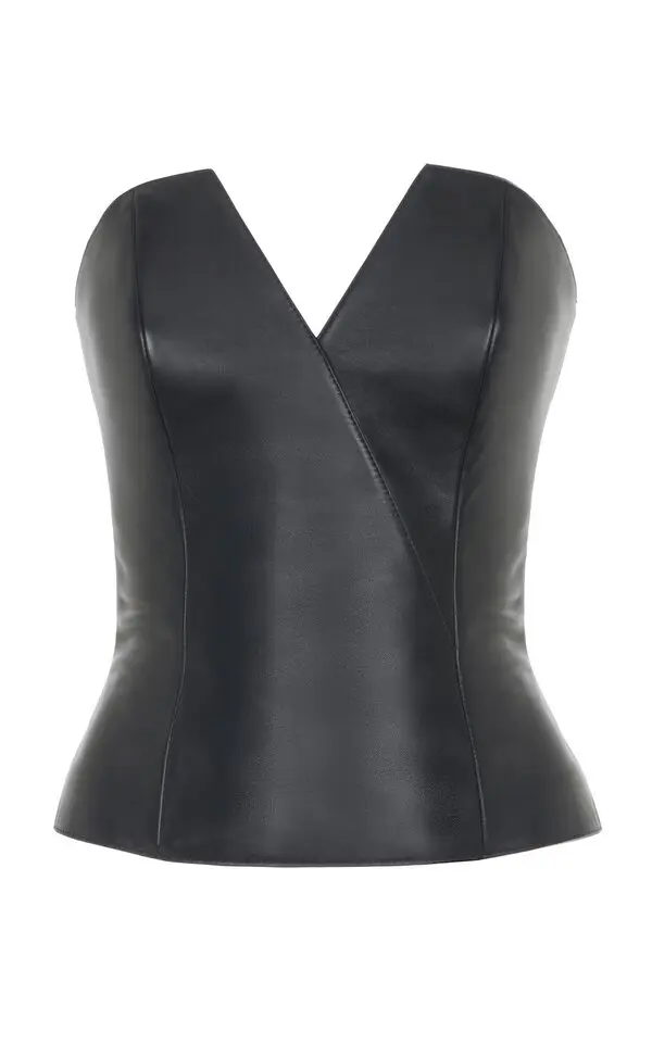 Ralph Lauren Harling Leather Bustier Top