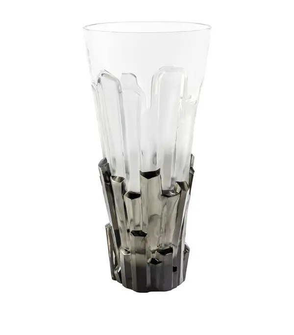 Lalique Crystal Basalte Vase - Grey