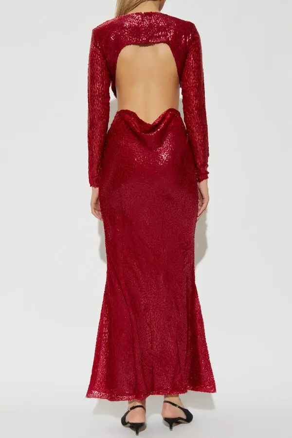 SELF-PORTRAIT Lurex Thread Maxi Dress - Red