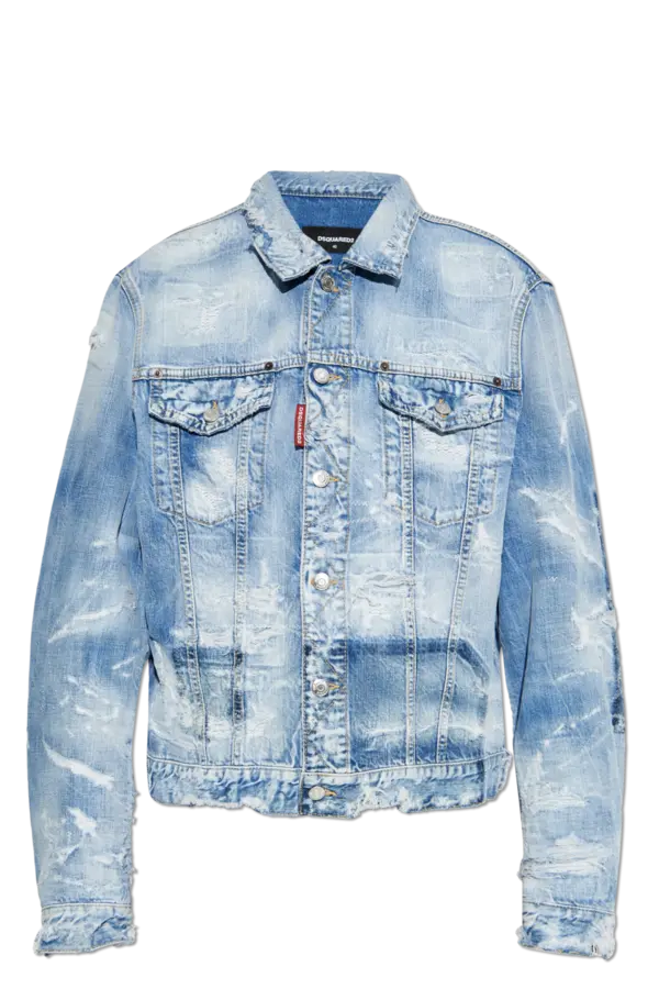 Dsquared2 Denim Trucker Jacket With Vintage Effect - Light Blue