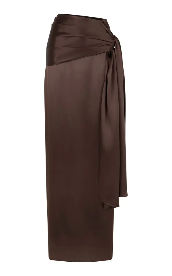 HEIRLOME Mila Silk Maxi Skirt - Brown
