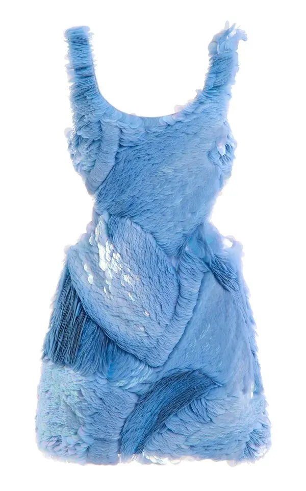 Simkhai Emilie Sequin Linen Mini Dress - Blue