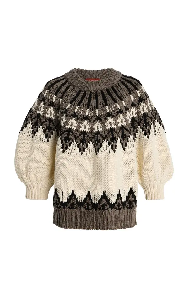 Altuzarra Marty Fair Isle Cotton Sweater - Ivory