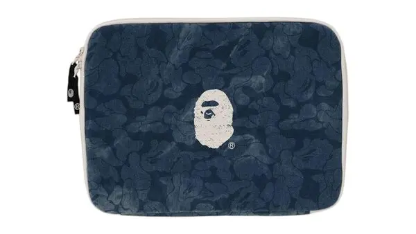 A BATHING APE Solid Camo Denim Tech Case - Blue/light Indigo
