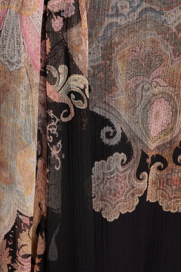 Zimmermann Paisley-print Crepon Blouse With Ruffle Trims - Black