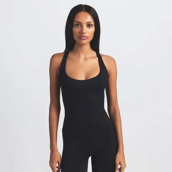 SKIMS Racerback Tank Top With Sculpting Matte Fabric And Dri-fit Technology - Obsidian