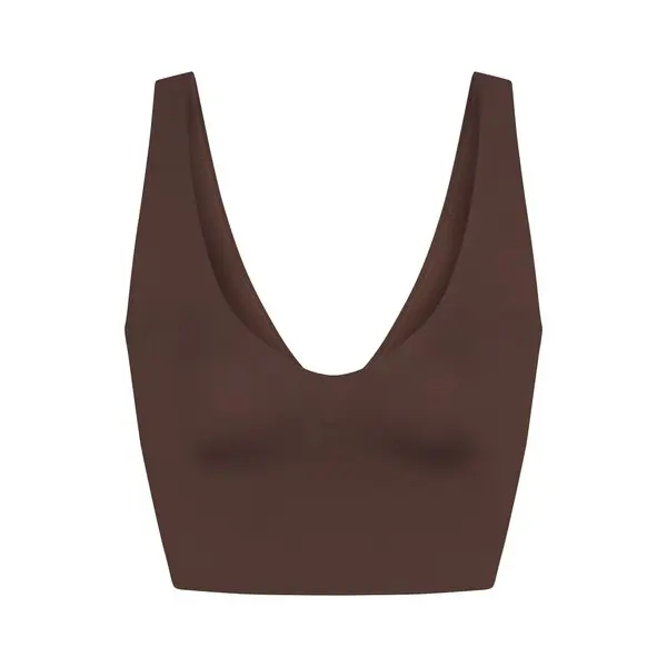SKIMS Nike Matte V Neck Bra Top - Dark Sepia