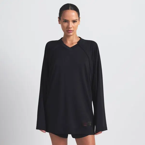 SKIMS V-neck Oversized Long Sleeve Top - Obsidian