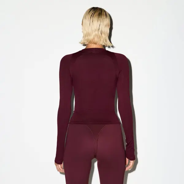 SKIMS Long Sleeve Crew Neck Top - Currant