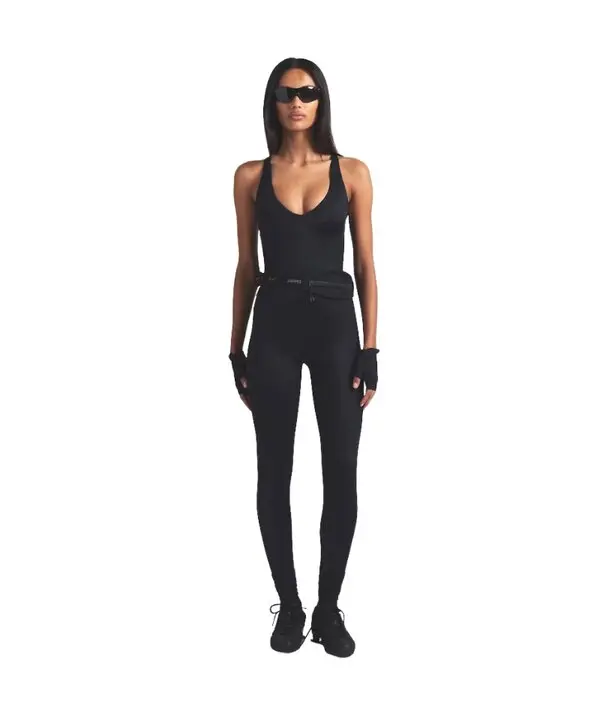 SKIMS V-neck Shine Tank Top - Obsidian