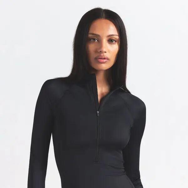 SKIMS Long Sleeve Half Zip Top - Obsidian