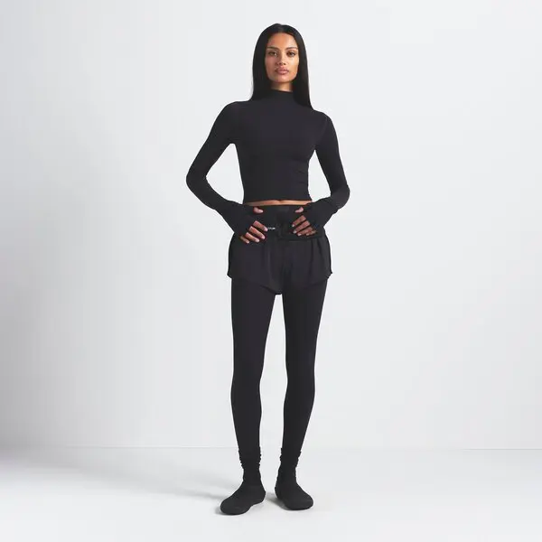 SKIMS Vintage Seamless Mock Neck Cropped Top - Obsidian
