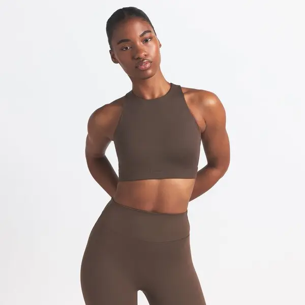 SKIMS Nike Matte High Neck Bra - Dark Sepia