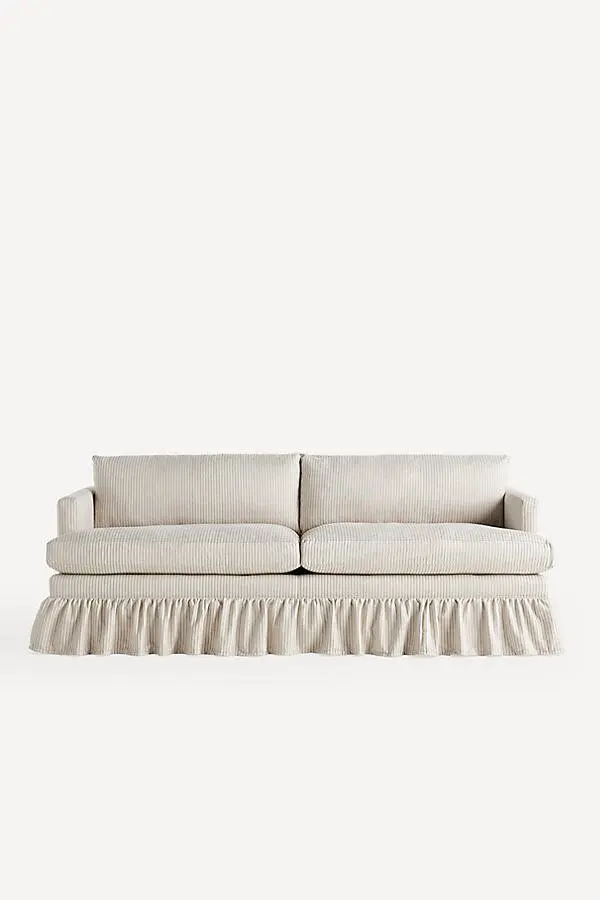 Anthropologie Bowen Sorrento Stripe Ruffle Sofa - Charcoal Stripe