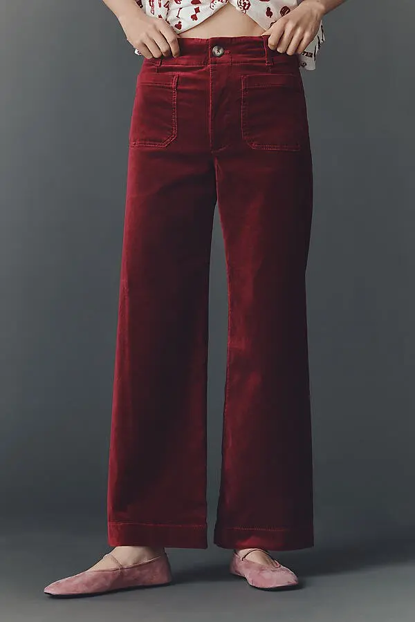 Maeve Colette Full-length Velvet Pants - Bright Berry