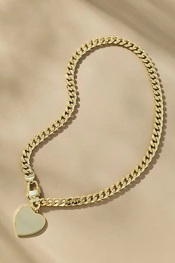 Melinda Maria Julian Xl Heart Cuban Chain Necklace - Gold