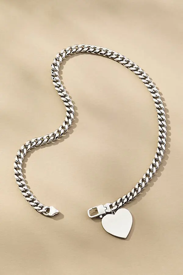 Melinda Maria Julian Xl Heart Cuban Chain Necklace - Silver