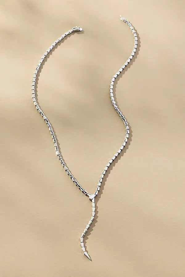Melinda Maria Serpent Lariat Necklace - Silver