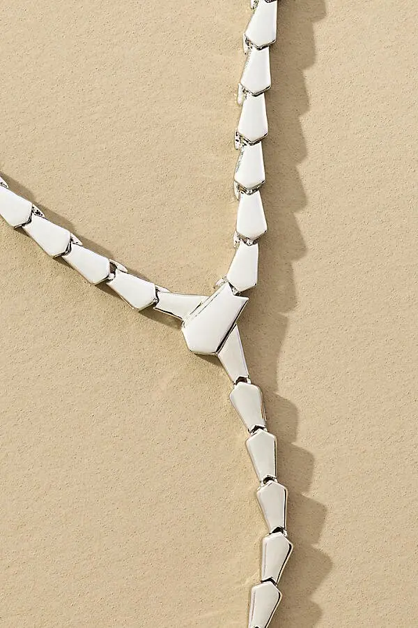 Melinda Maria Serpent Lariat Necklace - Silver