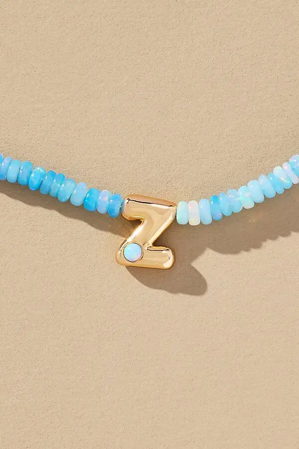 Anthropologie Beaded Bubble Monogram Necklace - Z