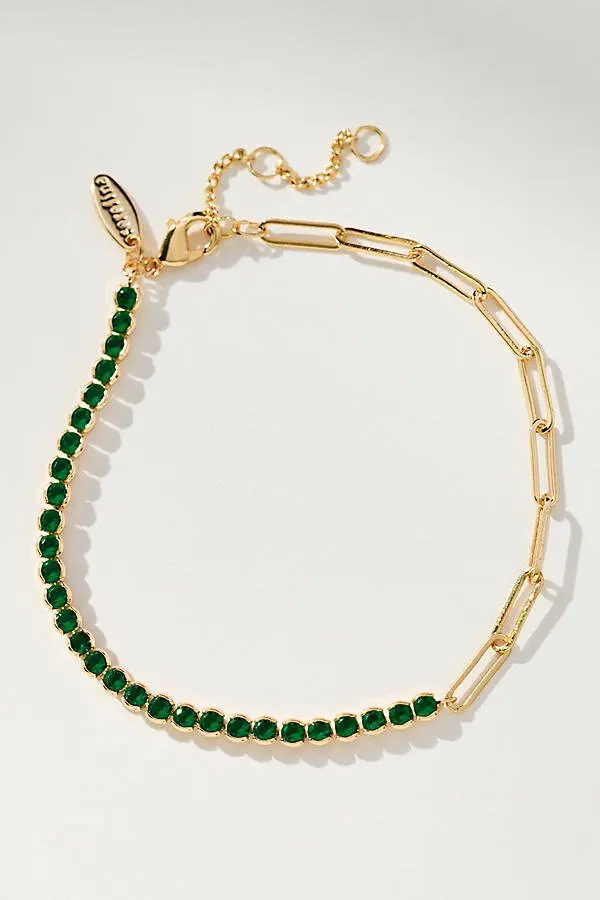 Anthropologie Daty Crystal Bracelet - Emerald Green