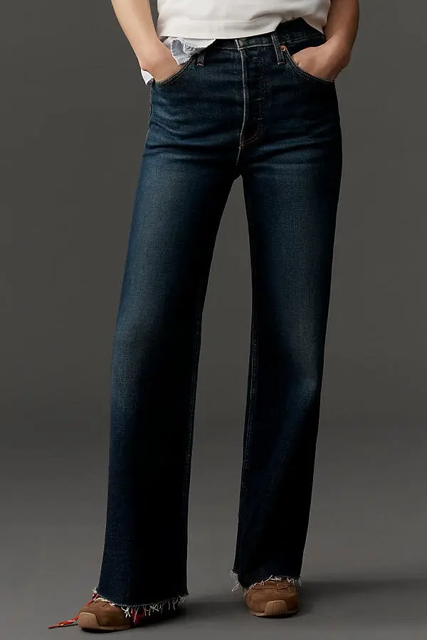 RE/DONE High-rise Crop Wide-leg Jeans - Barely Worn