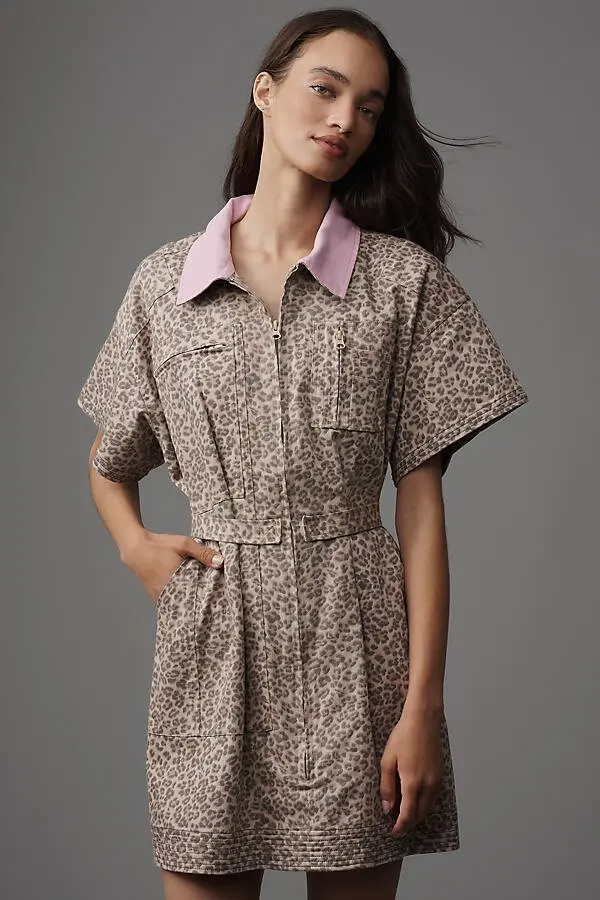 Maeve Utility Fit & Flare Mini Shirt Dress In Neutral Pattern - 64% Off |  Editorialist