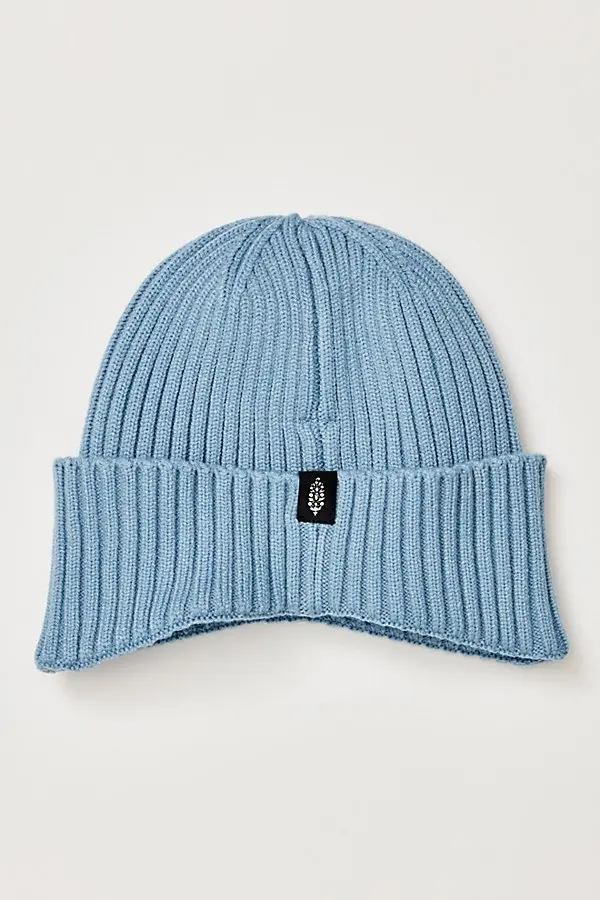 Free People Ribbed Foldover Beanie - Blue Crush