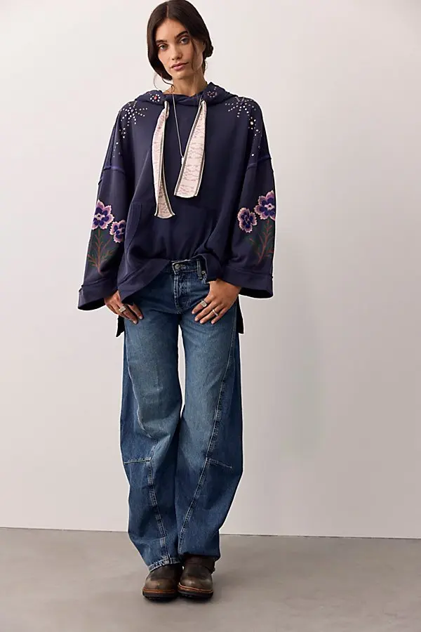 Free People We The Free Bejeweled Pullover - Navy Combo
