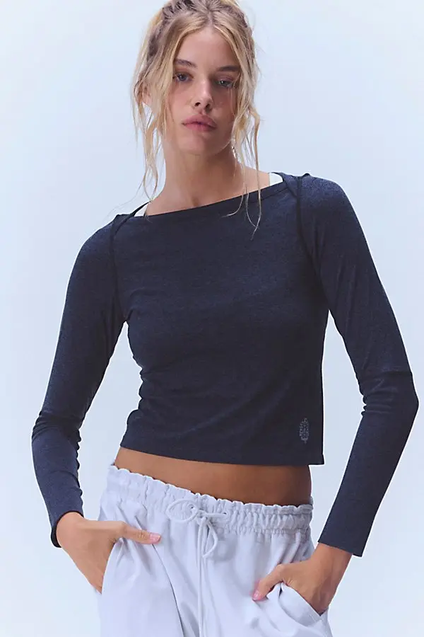Free People Up Next Long Sleeve Top - Black