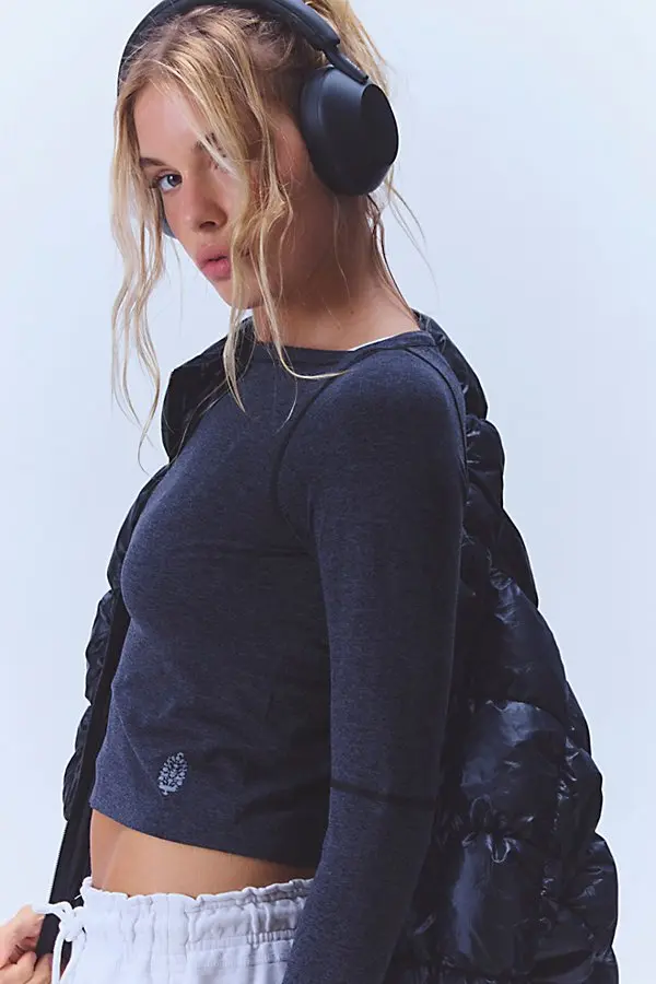 Free People Up Next Long Sleeve Top - Black
