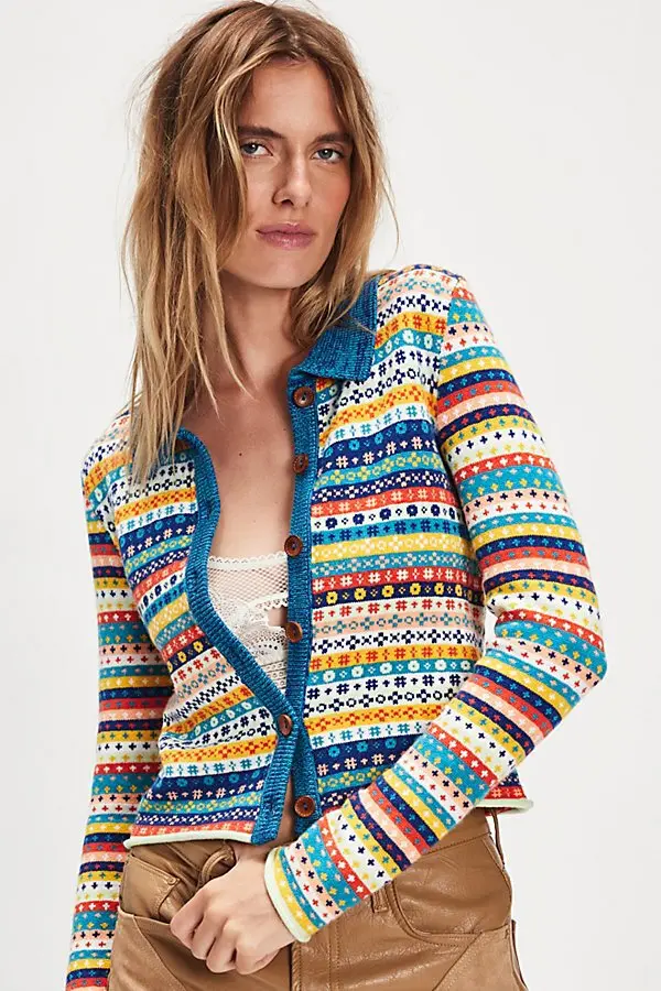 Free People Oak And Pine Cardigan - Heritage Combo